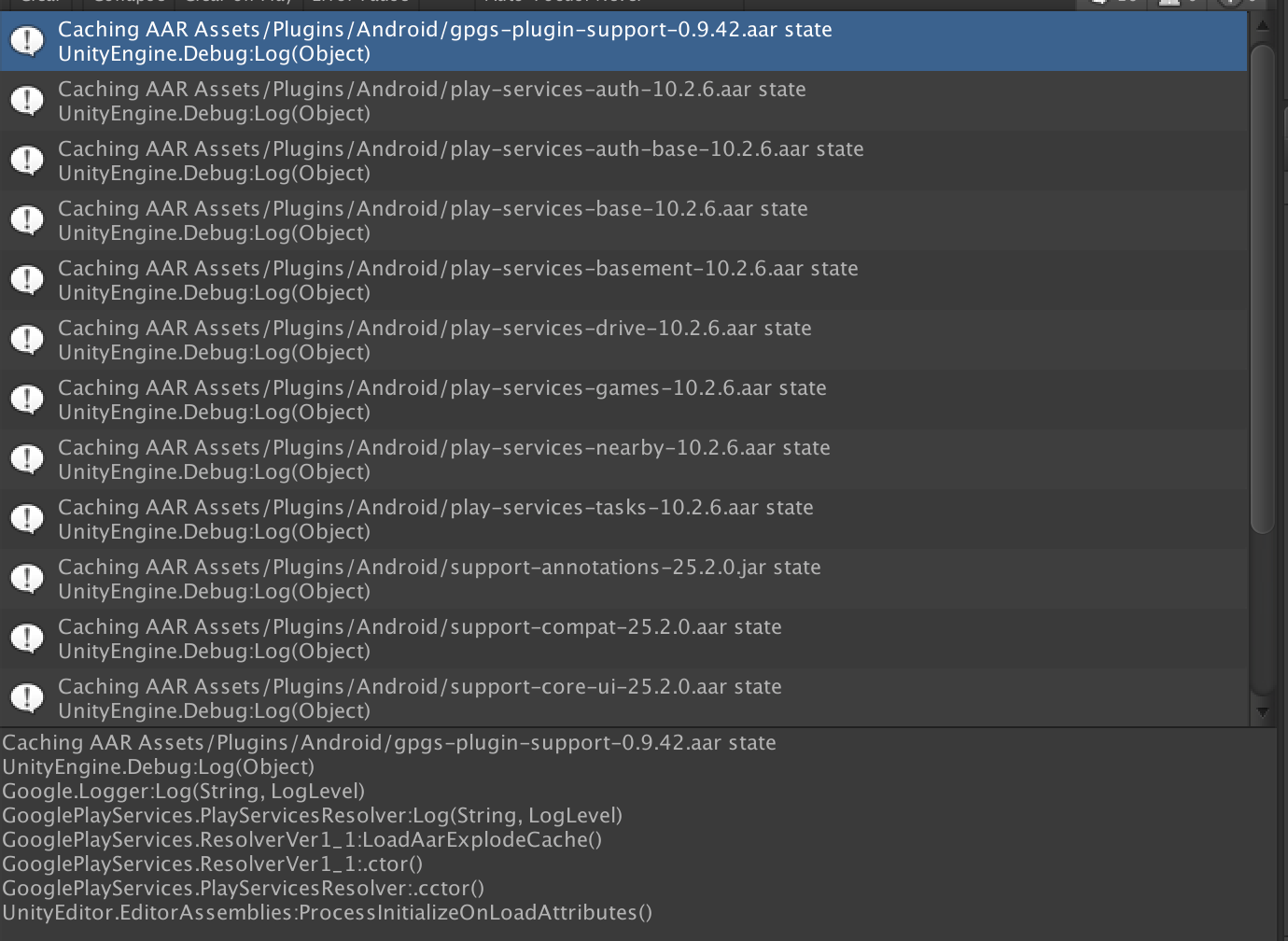 Dozens of unwanted logs on project open · Issue #2009 · playgameservices/play-games-plugin-for ...
