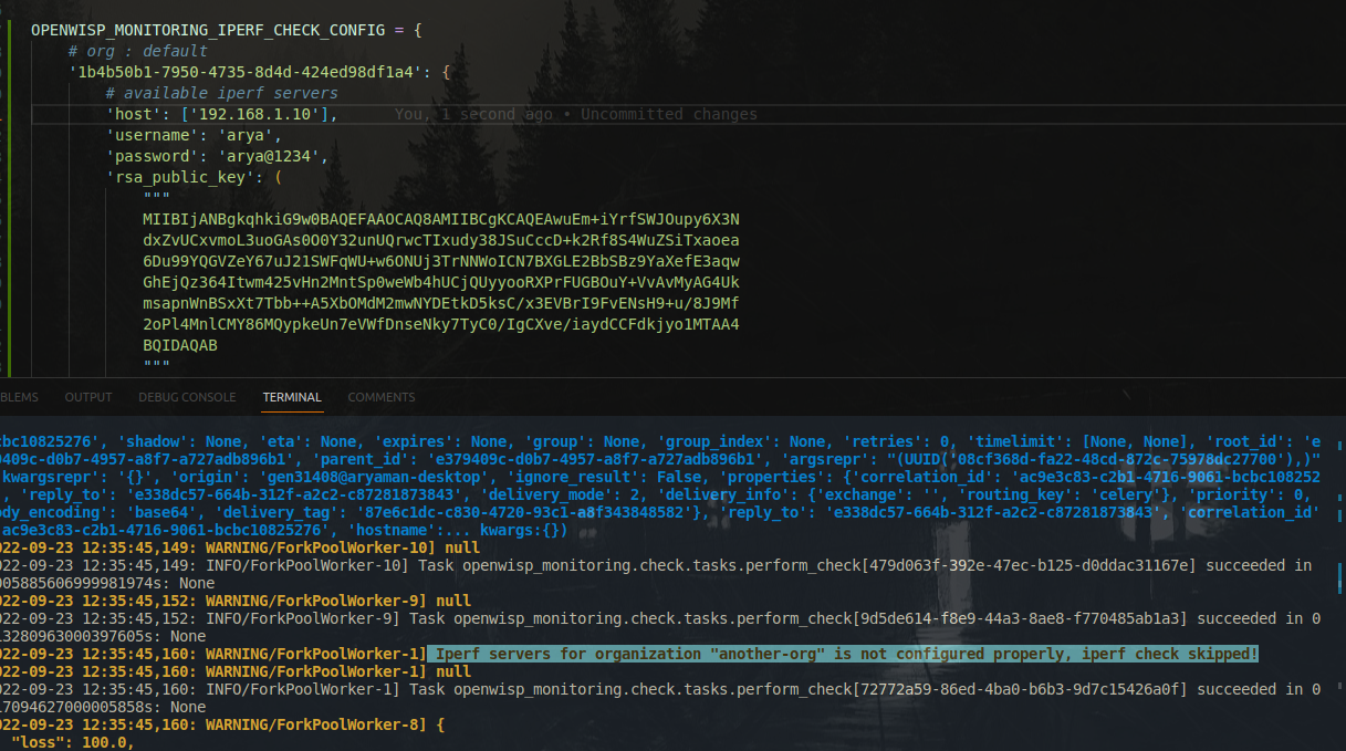 [bug][iperf3] Iperf3 Check Raises Error If Setting Is Not Configured · Issue 439 · Openwisp