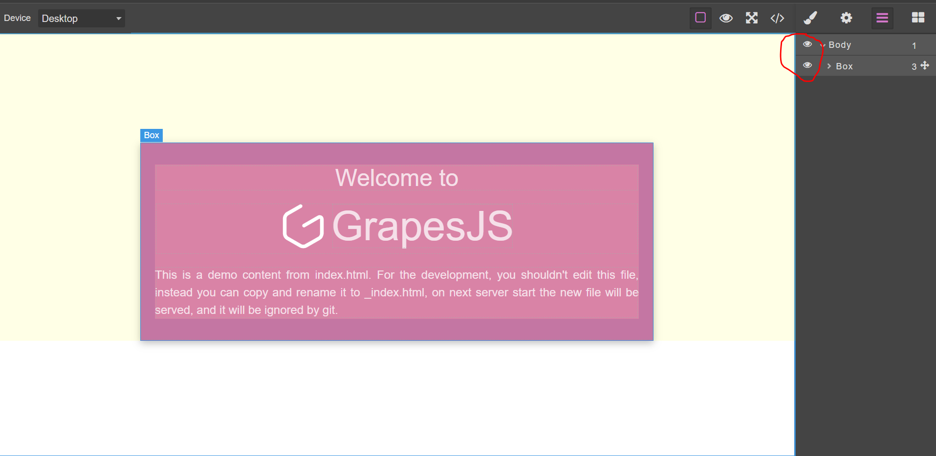 Hide elements when i click eye icon in Open Layer Manager · Issue #3154 · GrapesJS/grapesjs · GitHub