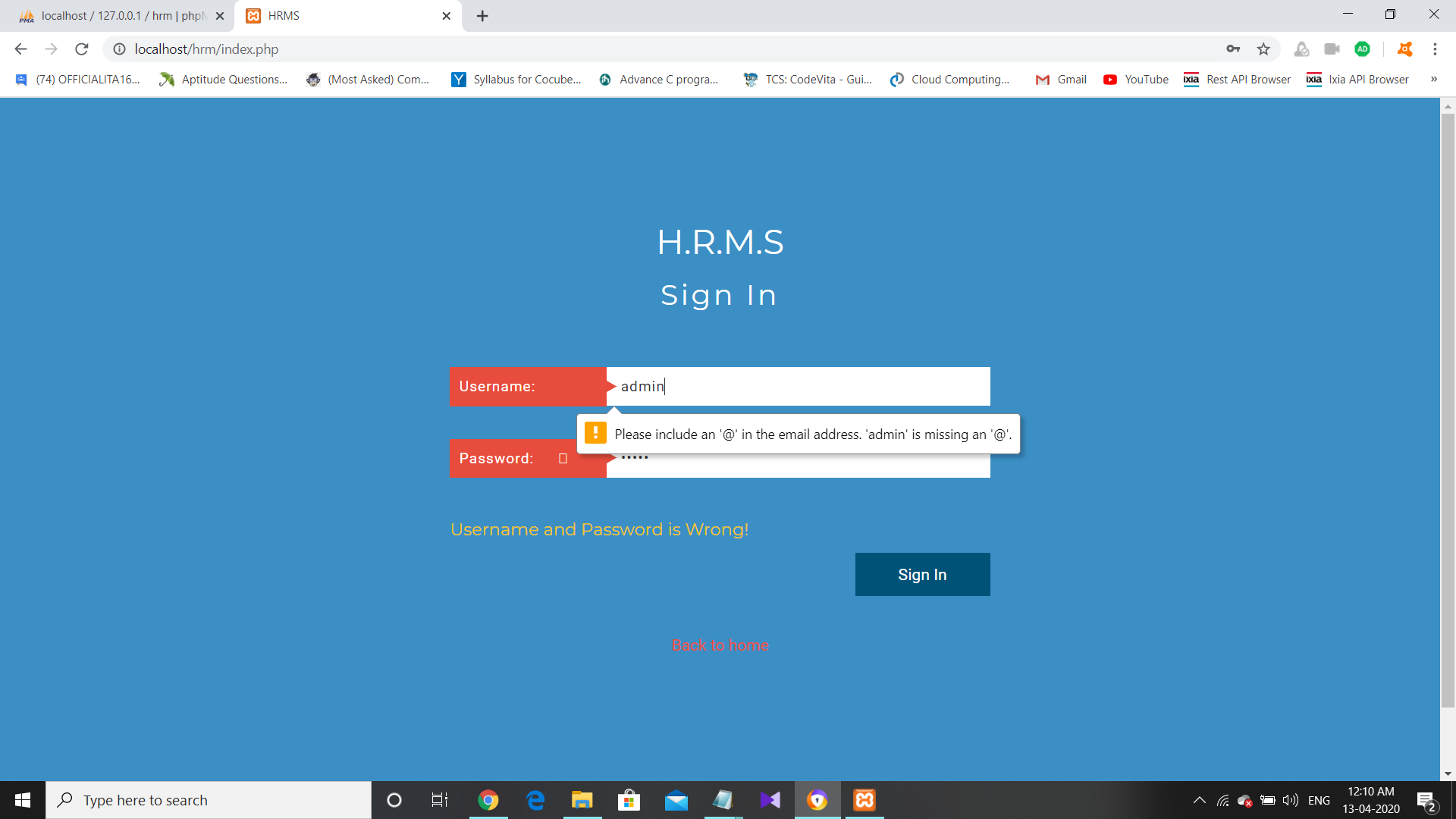login issue · Issue #1 · anishansari/Human-Resource-Managment-System ...