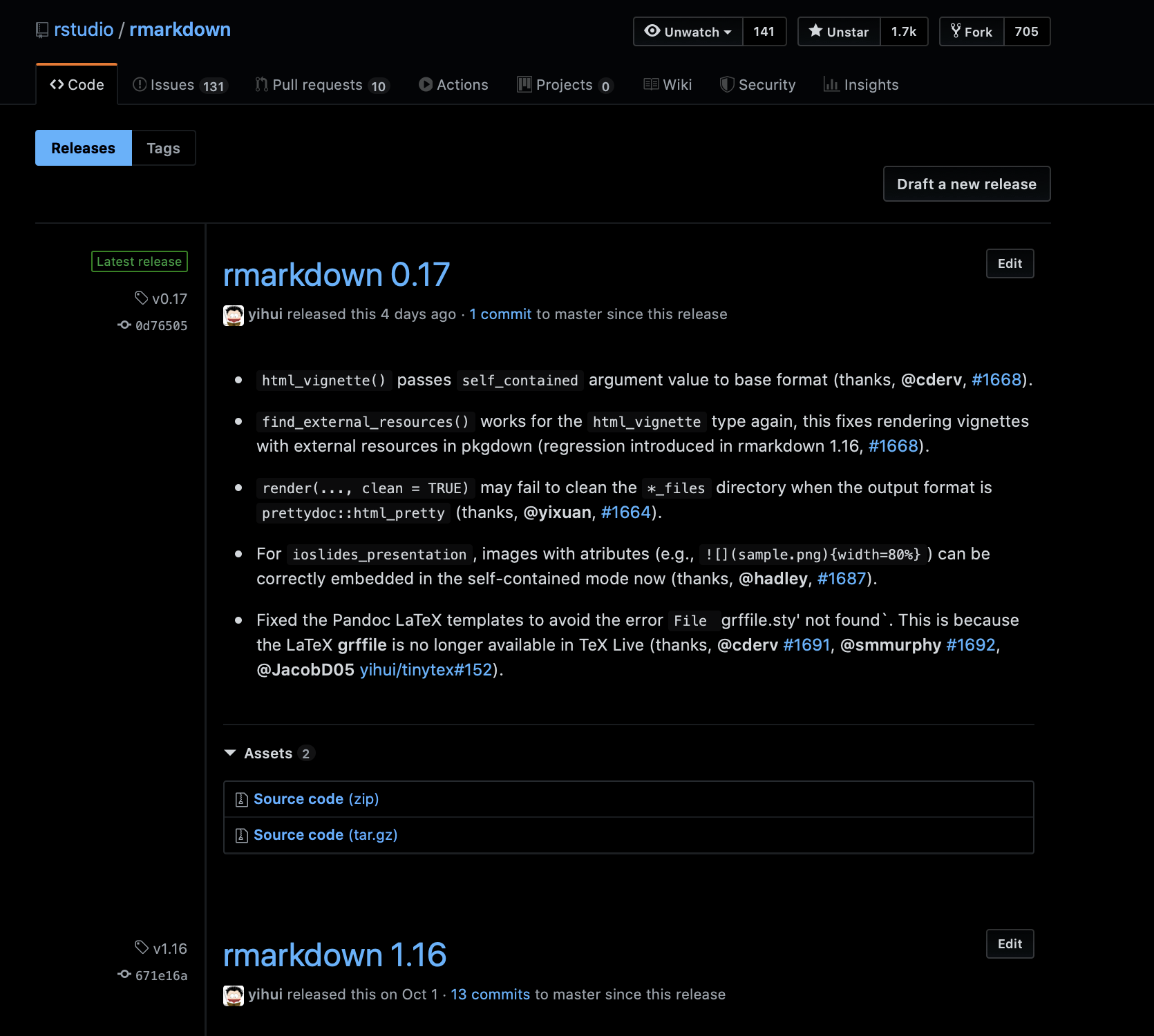 rmarkdown release tag is 0.17 but should be 1.17 · Issue #1698 · rstudio/rmarkdown · GitHub