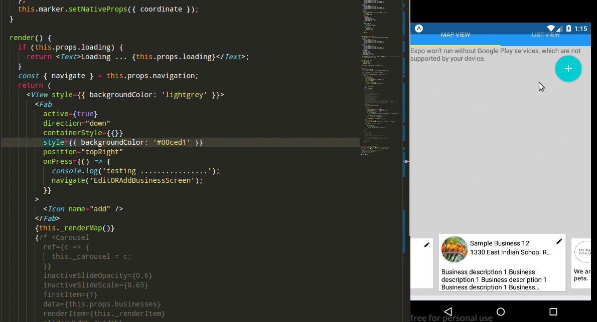 Fab component fails to respond to click ( ref TouchableOpacity position: absolute ) · Issue ...