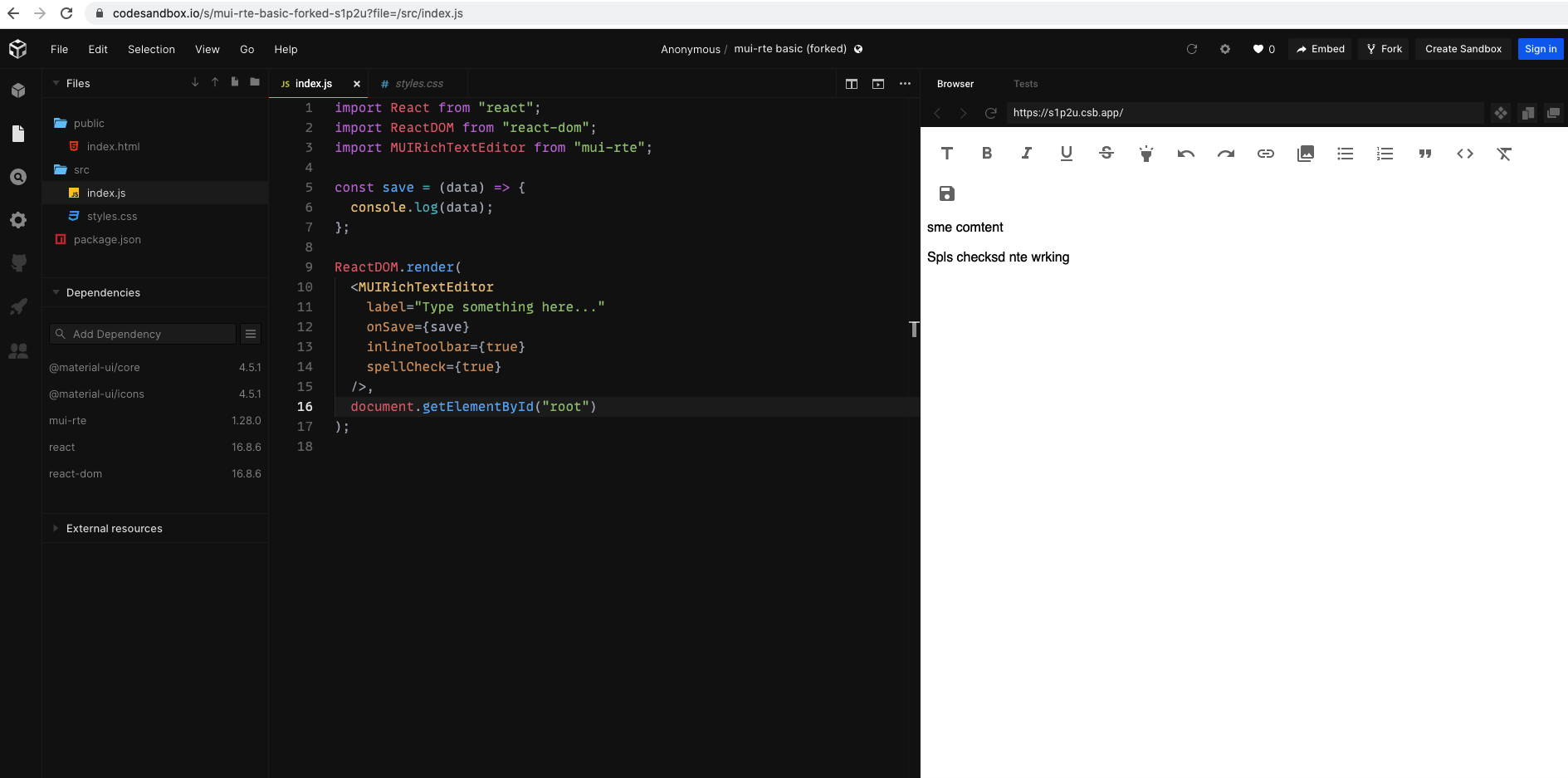 Spell Check · Issue #244 · niuware/mui-rte · GitHub