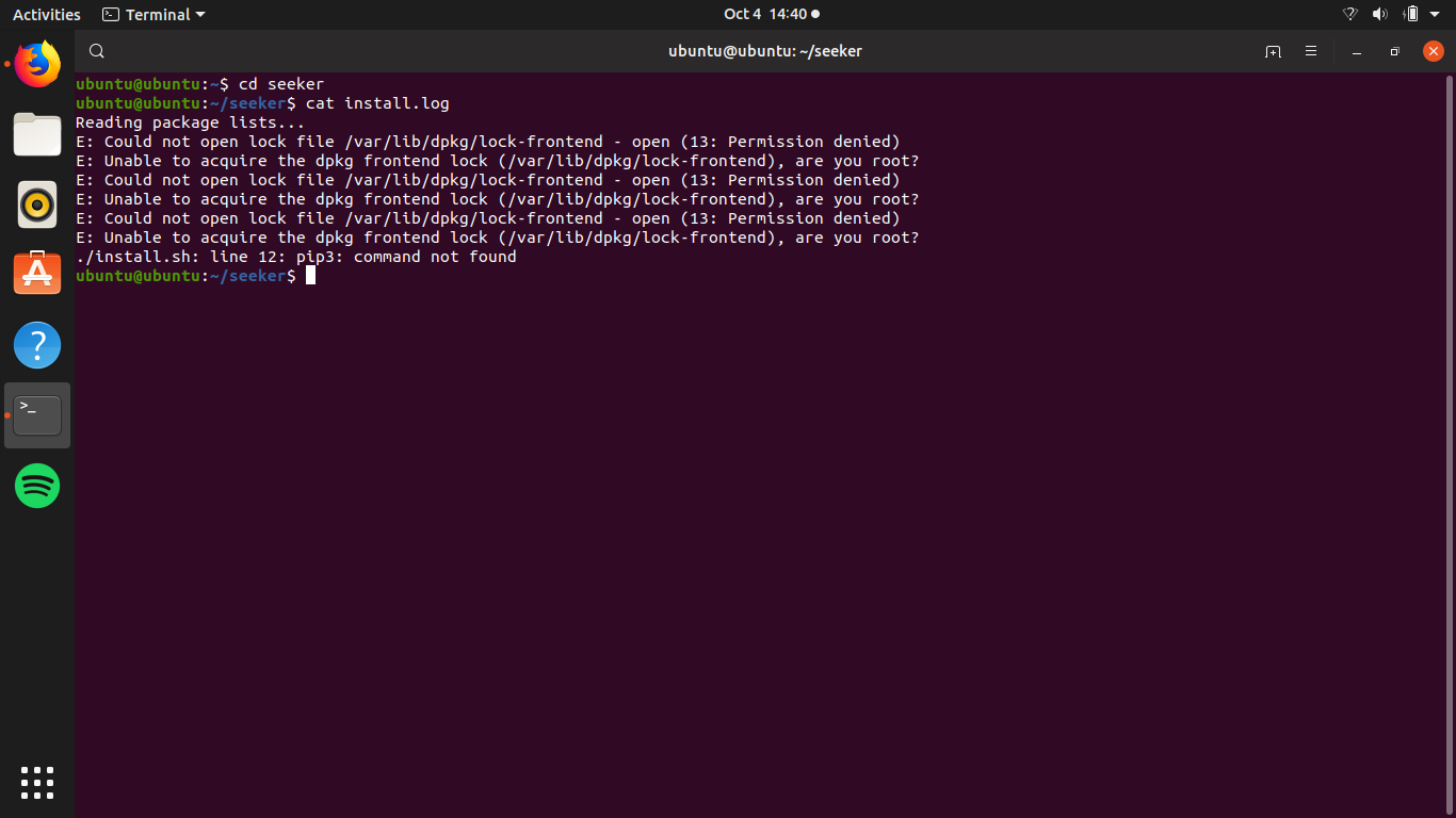 Can't start Seeker on usb persistance ubuntu 19.04 · Issue #112 ...