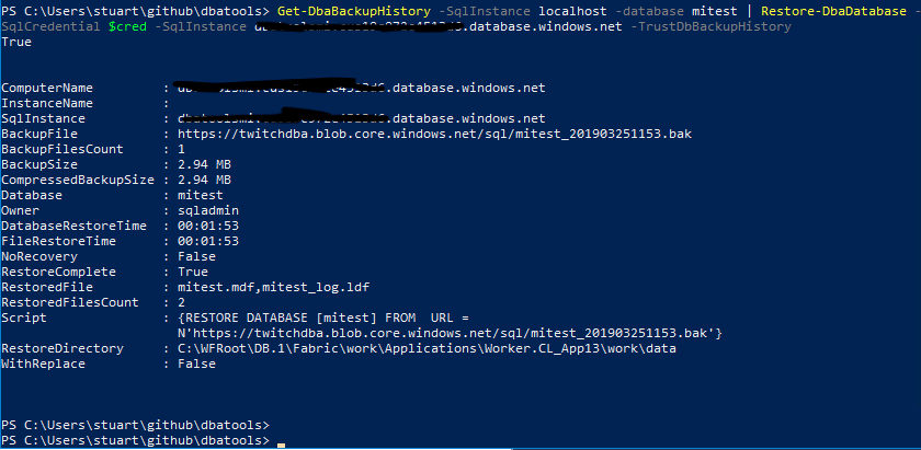 Managed Instance with TrustBackupHistory · Issue #5297 · dataplat/dbatools · GitHub