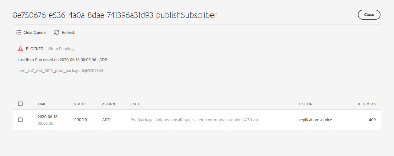 Acs Aem Commons Ntent 470zip Stuck In Distribution Queue On Aem