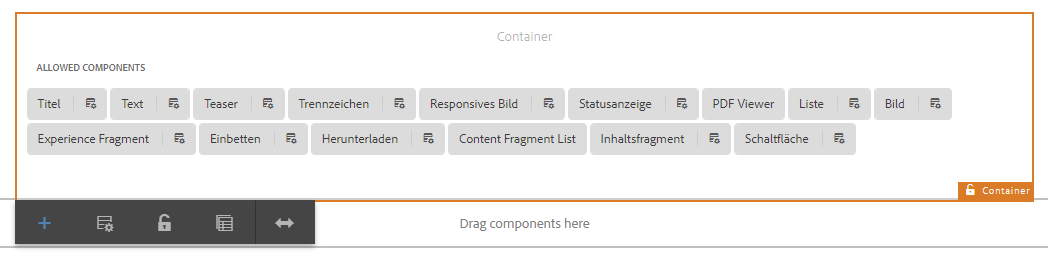[Container] No allowed components displayed for locked container if layout in policy is ...