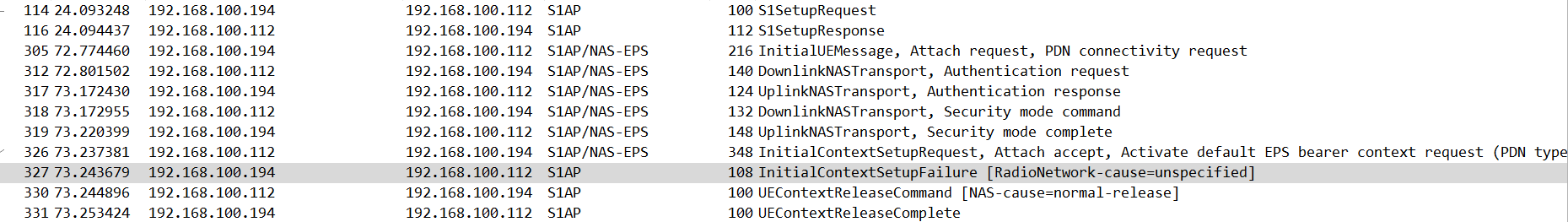 InitialContextSetupFailure [RadioNetwork-cause=unspecified] · Issue ...