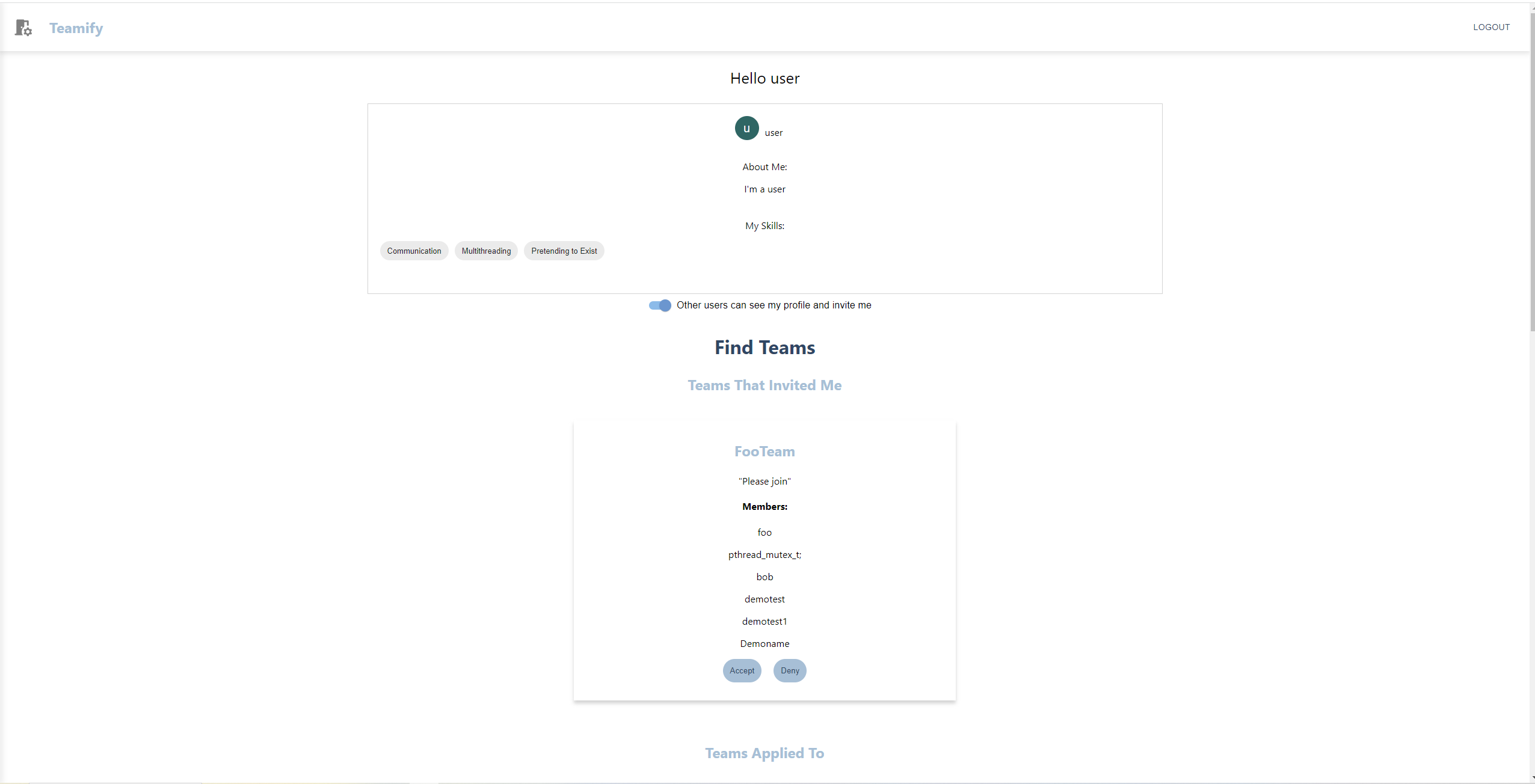 GitHub - ConnorPietrasik/Teamify: CS 160 team project, a web application to increase efficiency ...