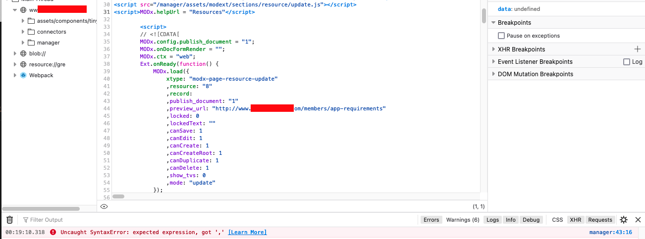 Specific text in a modX_content breaks the web manager · Issue #15920 · modxcms/revolution · GitHub
