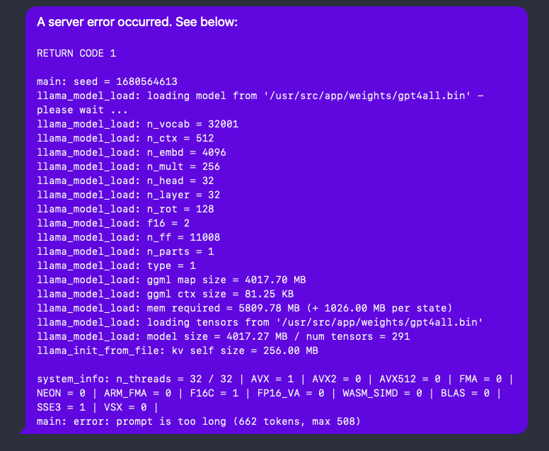 Prompt Is Too Long · Issue 133 · Serge Chatserge · Github