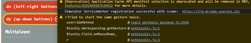 Unable to drag out controller dx / dy blocks · Issue #3421 · microsoft/pxt-arcade · GitHub