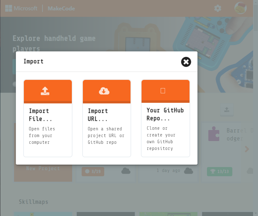 home screen import modal off center in beta · Issue #4046 · microsoft/pxt-arcade · GitHub