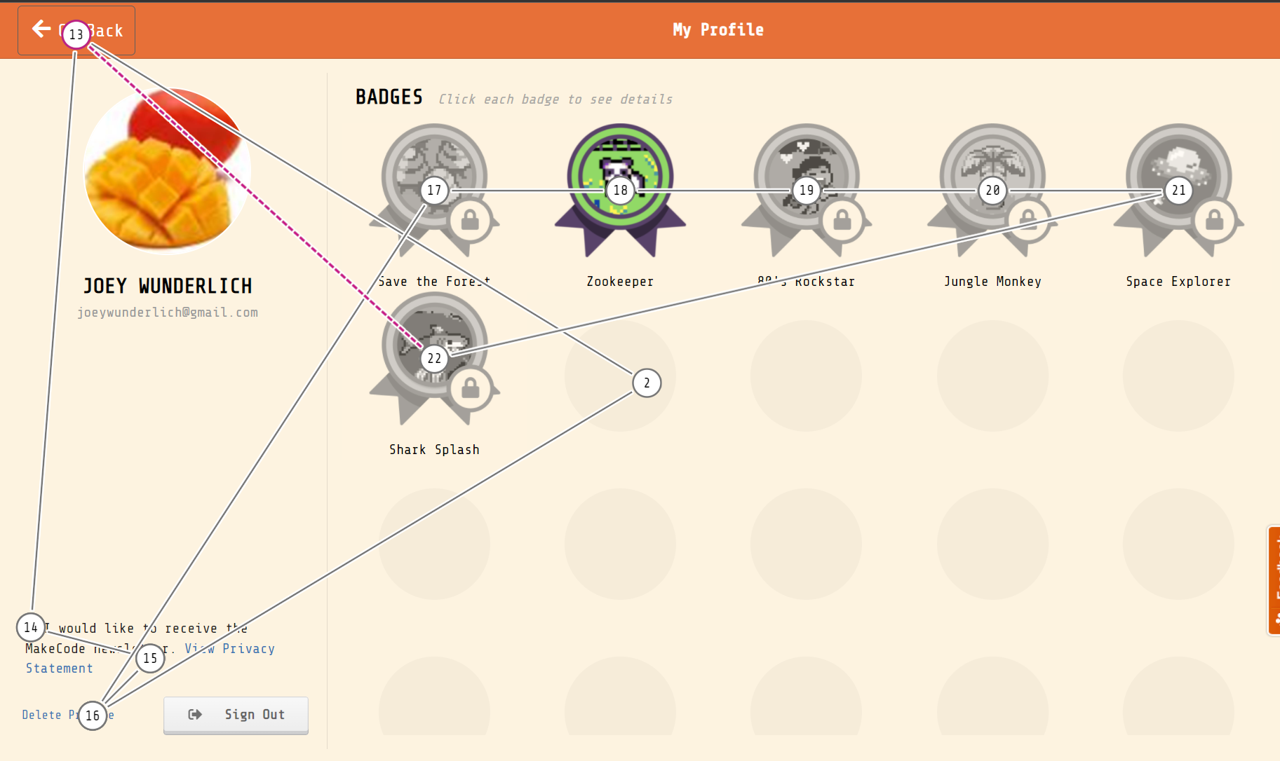 Skillmap 'my profile' page; sign out button not table-able · Issue #4584 · microsoft/pxt-arcade ...