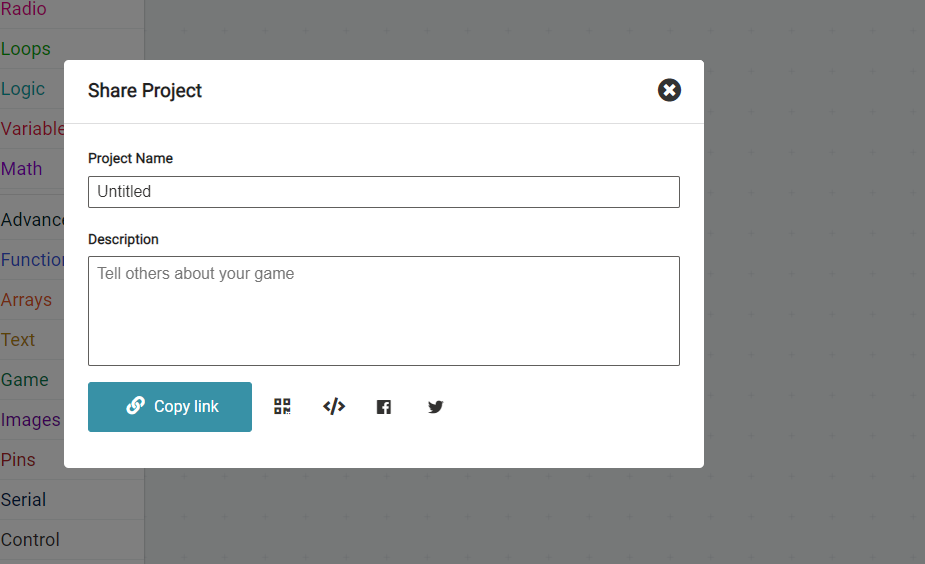 new share dialog doesn't show url · Issue #4529 · microsoft/pxt-microbit · GitHub
