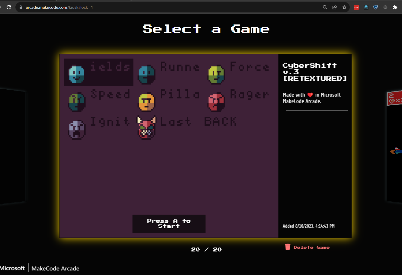 kiosk: 'delete game' option shows up when kiosk is ?lock=1 · Issue #6015 · microsoft/pxt-arcade ...