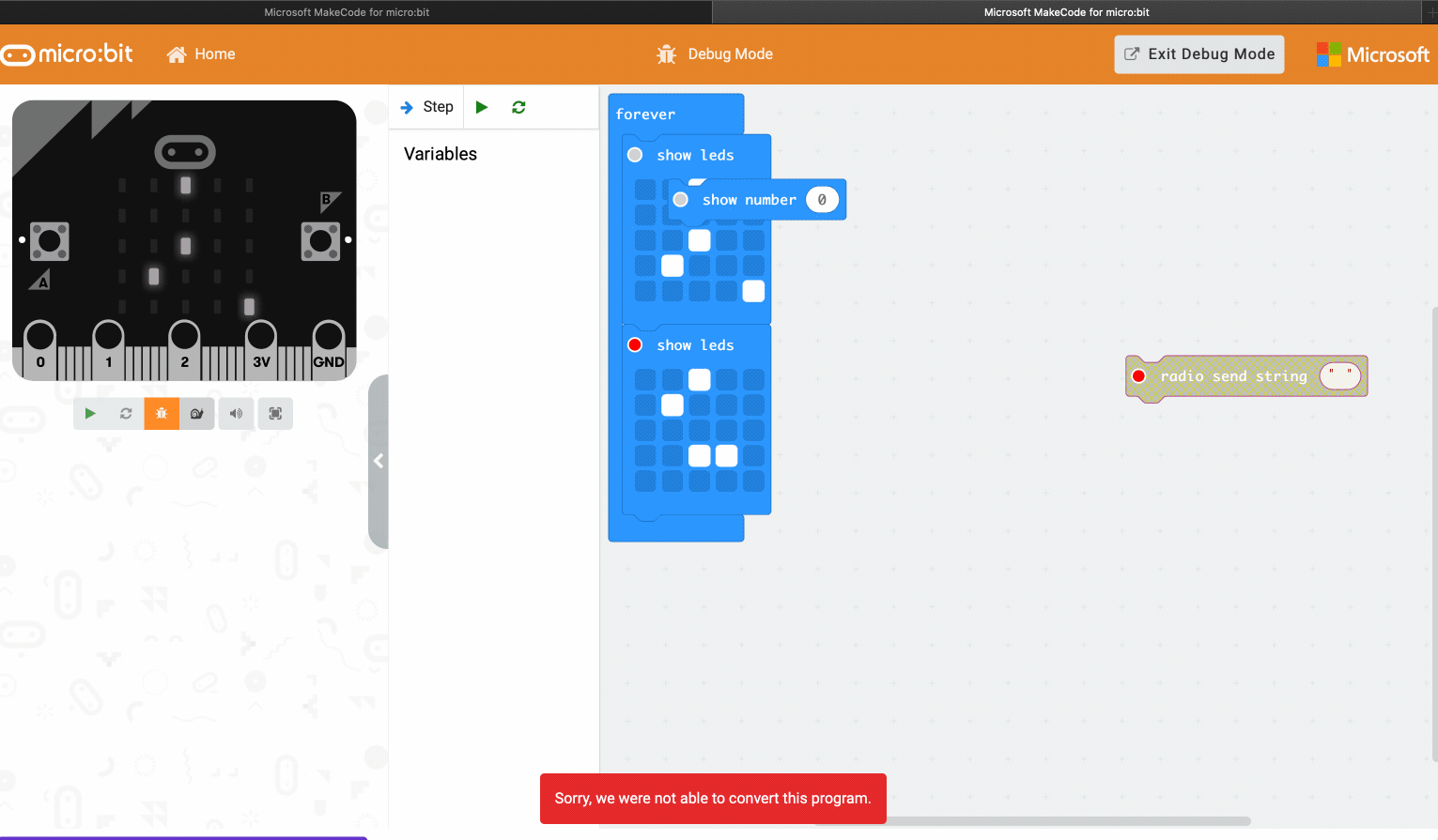debugger getting upset with program · Issue #2728 · microsoft/pxt-microbit · GitHub