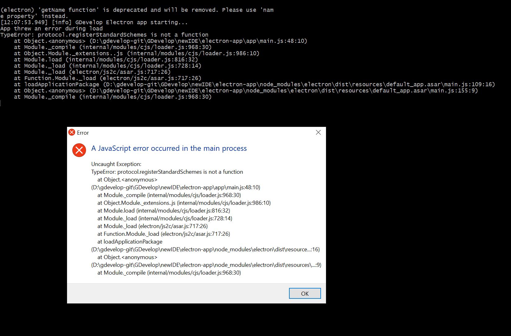 Error In Building standalone app · Issue #1496 · 4ian/GDevelop · GitHub