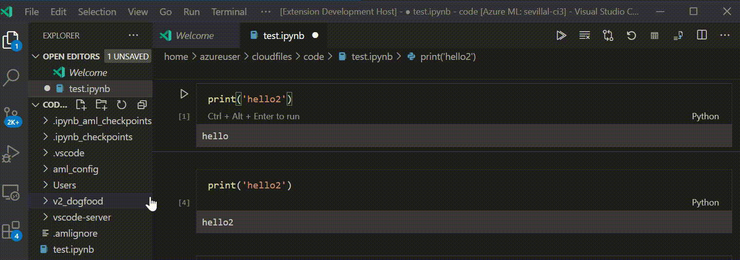 Cannot execute cell or save Jupyter Notebook in remote VS connection opened with ...