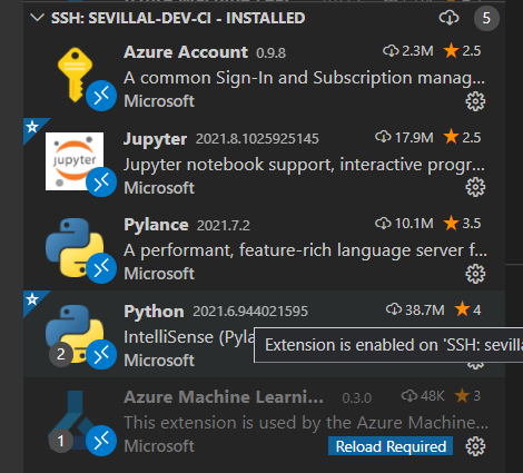 Azure ML Remote extension reaches an unusual state after restarting the ...