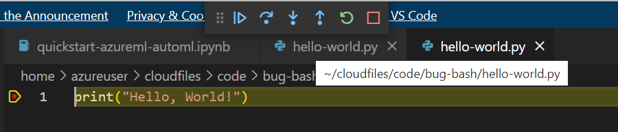 Remote Web Debugging A Python File On The Code Folder Opens The Same File With Full Path