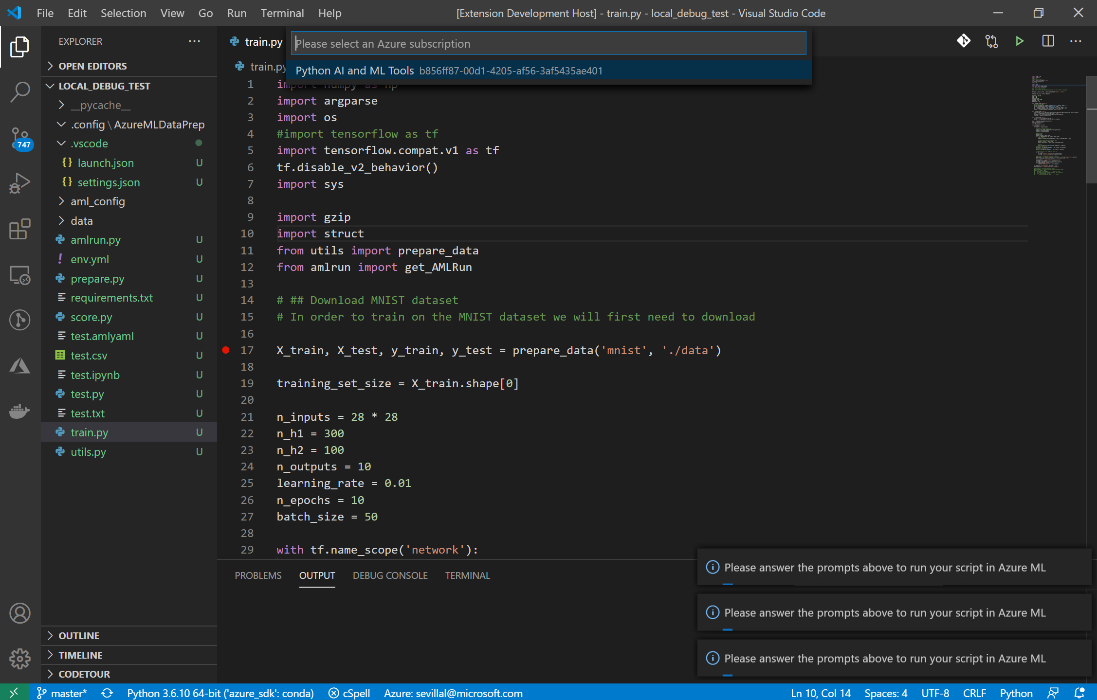 Notification "Please answer the prompts above..." shown multiple times ...