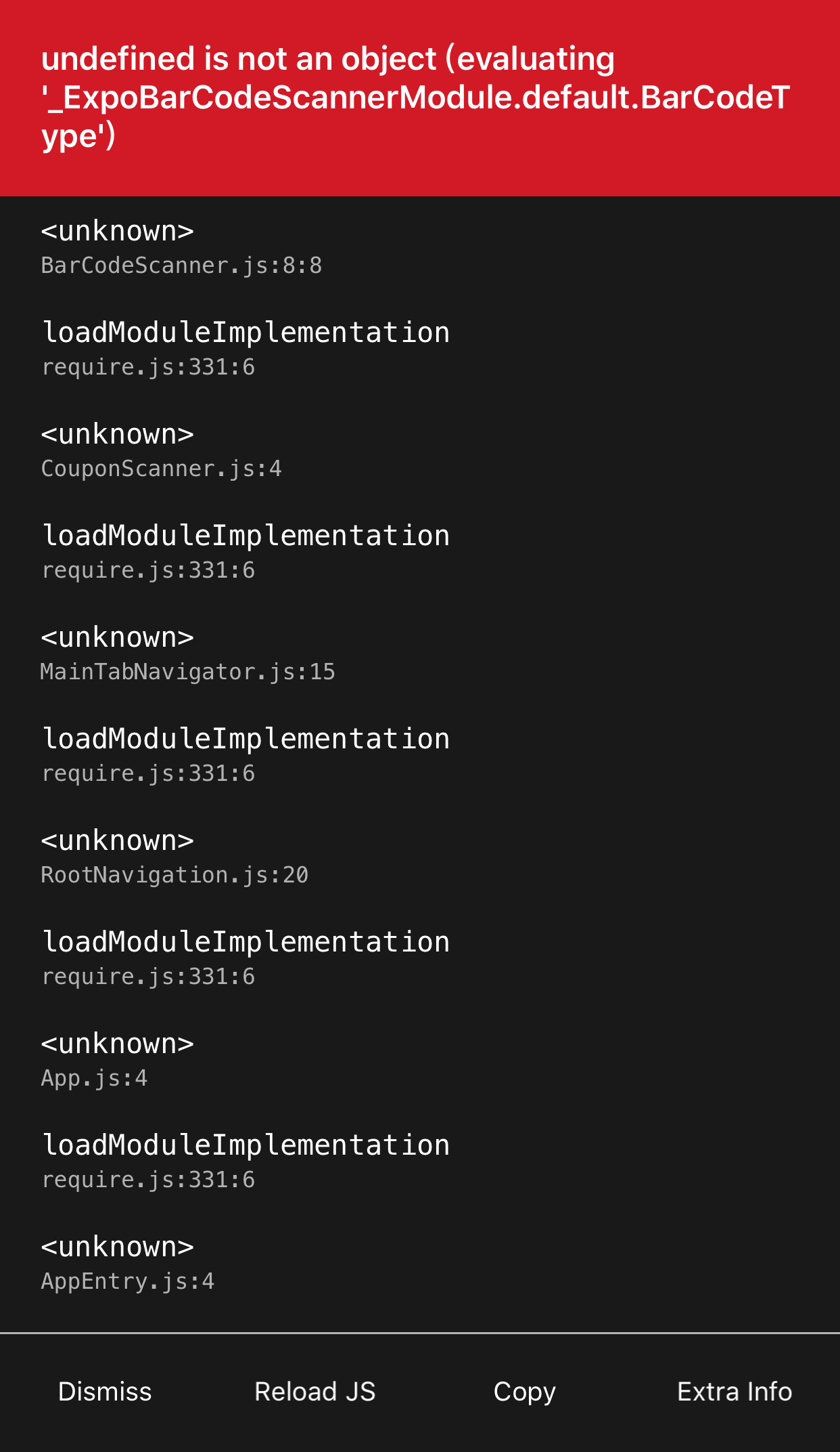 Undefined Is Not An Objectevaluating Expobarcodescannermoduledefaultbarcodetype · Issue