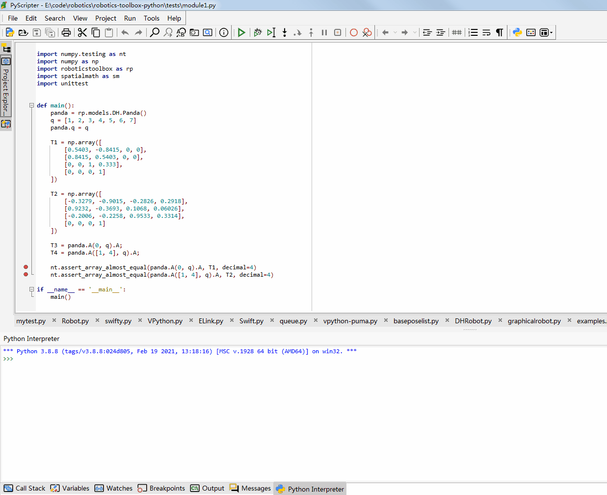 When starting debugging, the caret is put in the next line after the ...