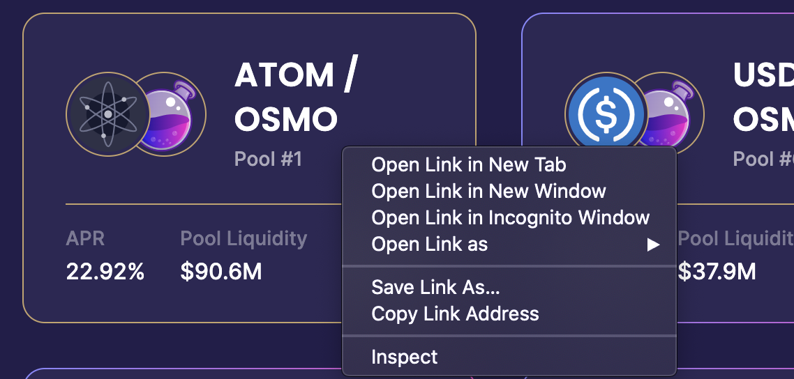 Open Link in New Tab : open pools in new tab · Issue #795 · osmosis-labs/osmosis-frontend · GitHub