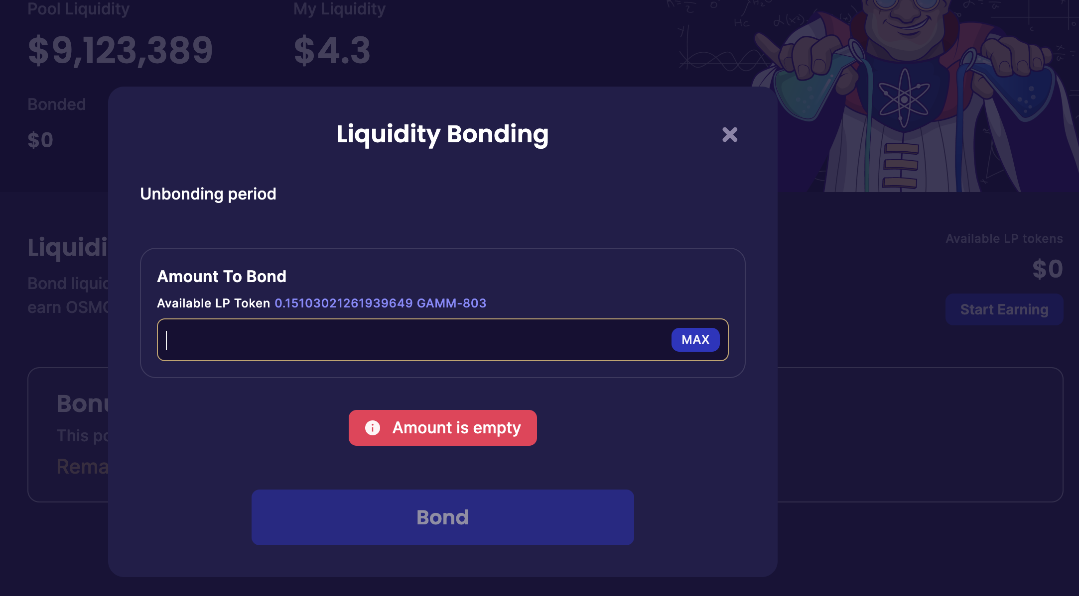 Broken Liquidity Bonding Prompt · Issue #813 · osmosis-labs/osmosis-frontend · GitHub