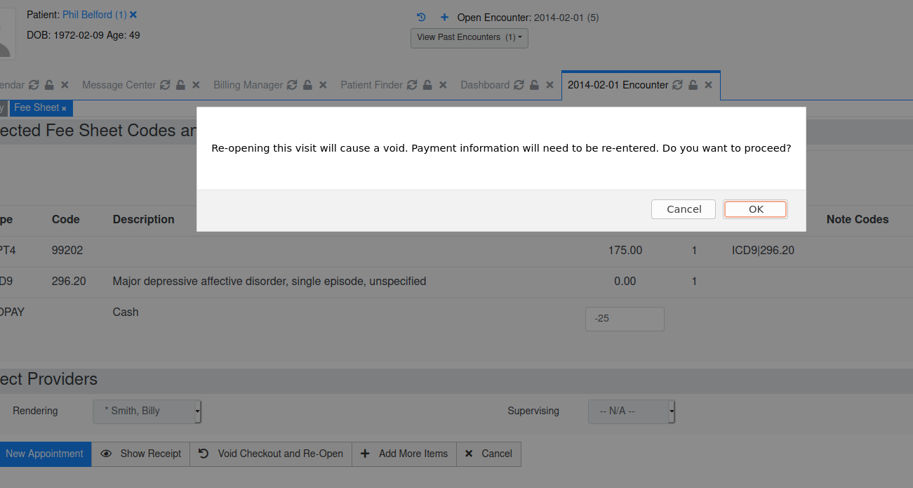 reopen a fee sheet without void checkout · Issue #4334 · openemr/openemr · GitHub