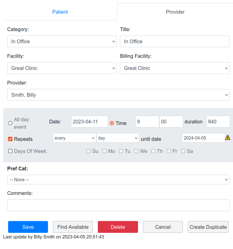Portal patient schedule new appointment fails with "error" when provider only has one ...