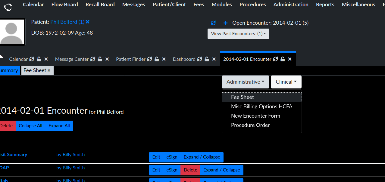 Multiple Fee Sheet tabs for encounter · Issue #3135 · openemr/openemr · GitHub