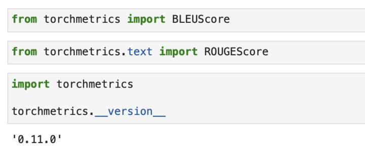 Inconsistent imports for BLEUScore and ROUGEScore · Issue #1654 · Lightning-AI/torchmetrics · GitHub
