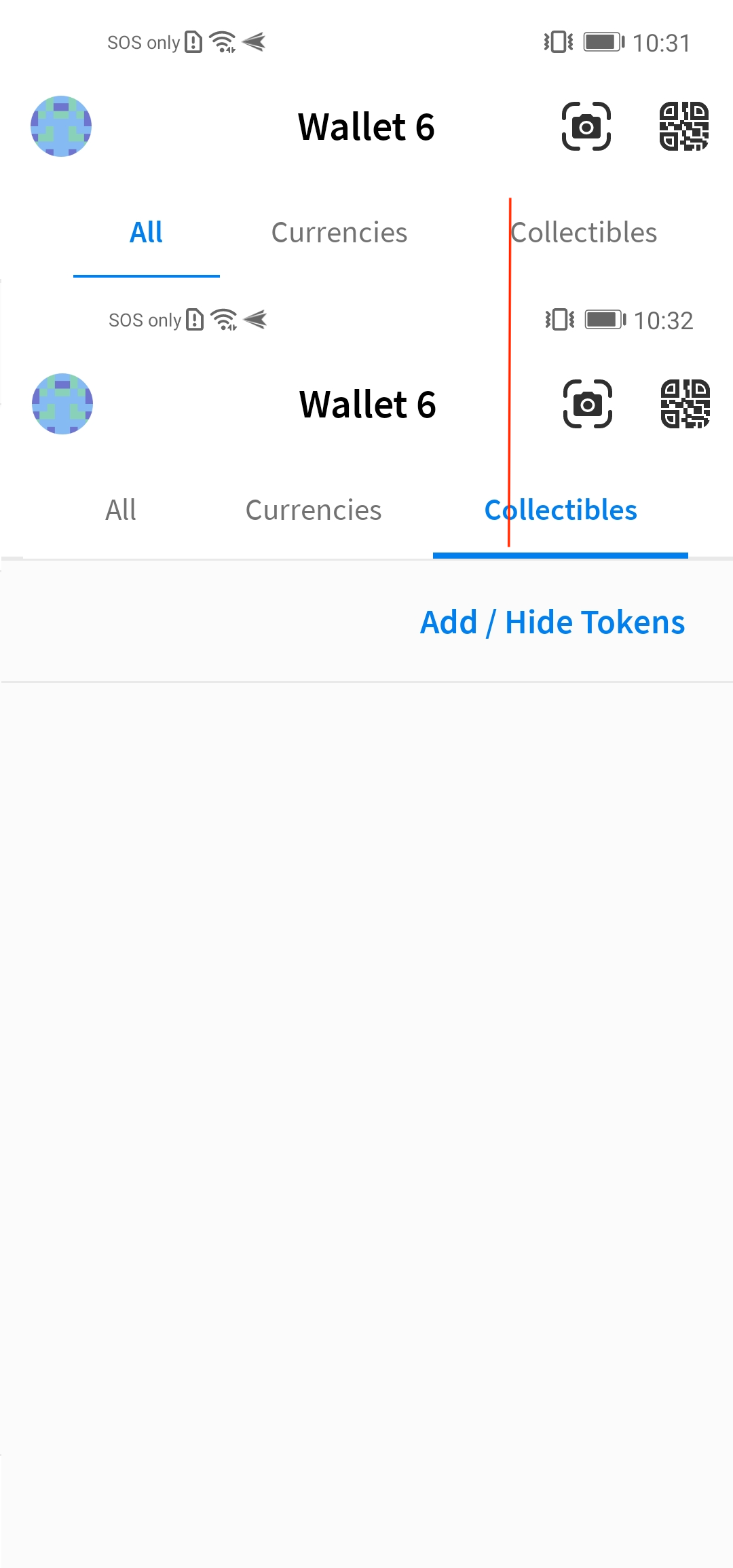 Tapping on Collectibles in Wallet tab shifts the entire "sub-tabs" left · Issue #2116 ...