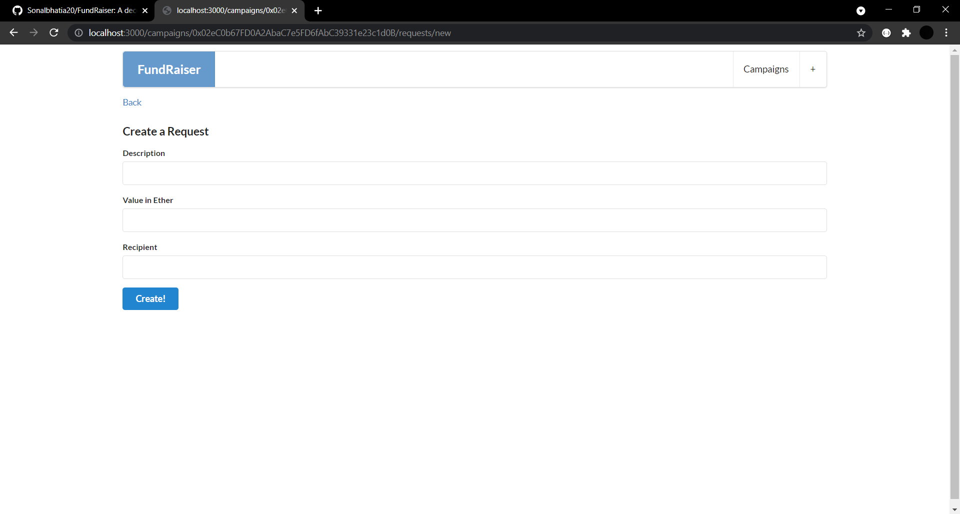 GitHub - Sonalbhatia20/FundRaiser: A decentralized crowd funding web app using Next.js and Web3 ...