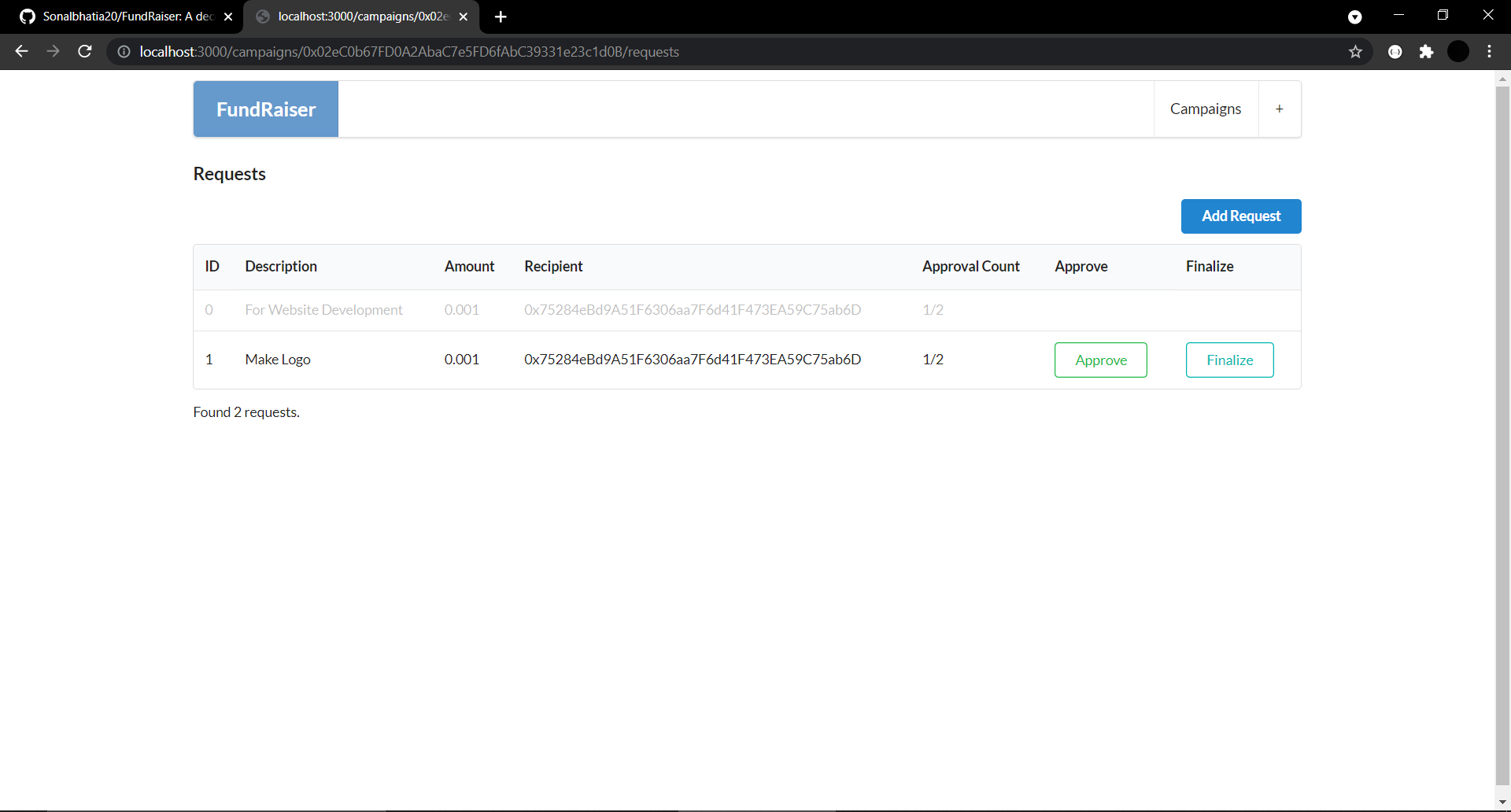GitHub - Sonalbhatia20/FundRaiser: A decentralized crowd funding web app using Next.js and Web3 ...