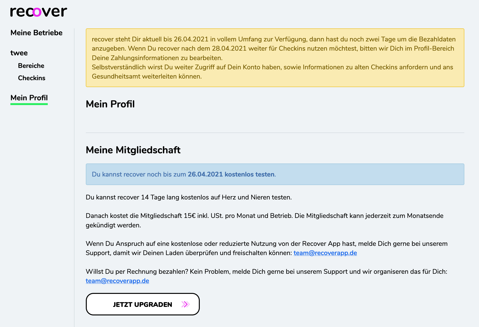 BUG: Information about test period differs on the same screen · Issue ...