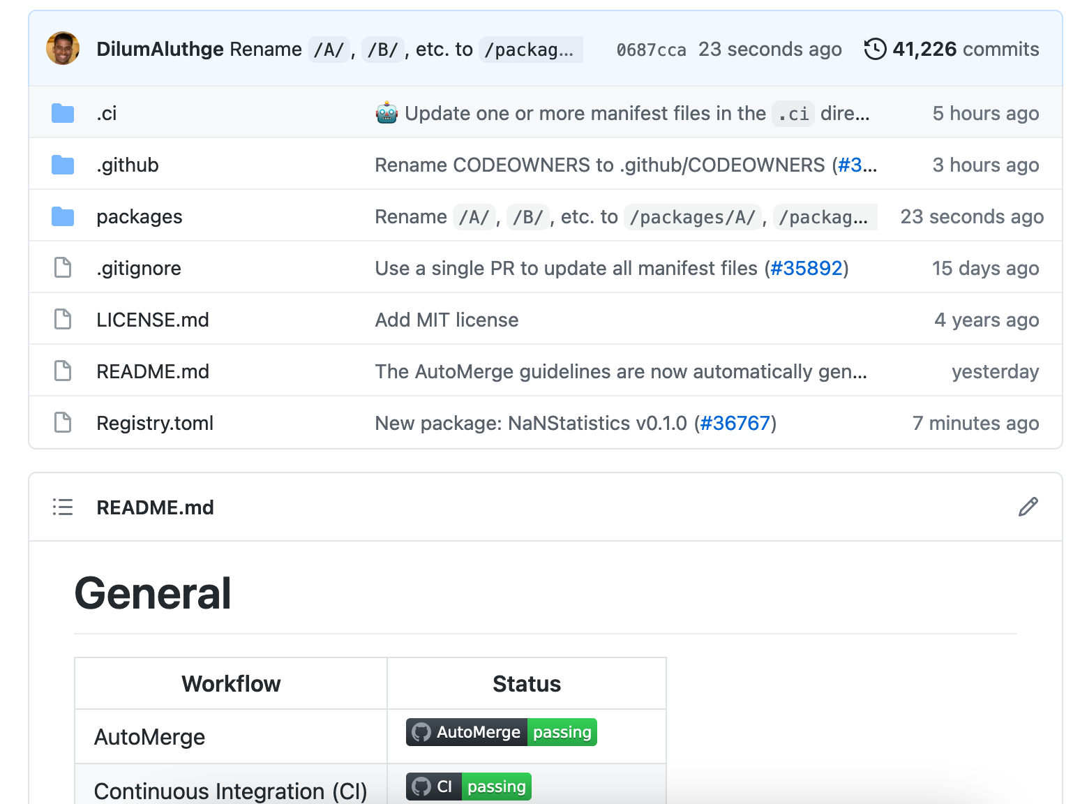 Proposal: rename `/A/`, `/B/`, etc. to `/packages/A/`, `/packages/B/`, etc. · Issue #36948 ...