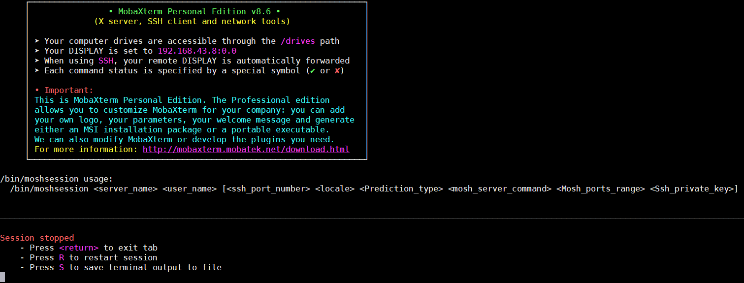 Mobaxterm Mosh Client Unable To Connect To Remote Hosts With Usage Error · Issue 1082 