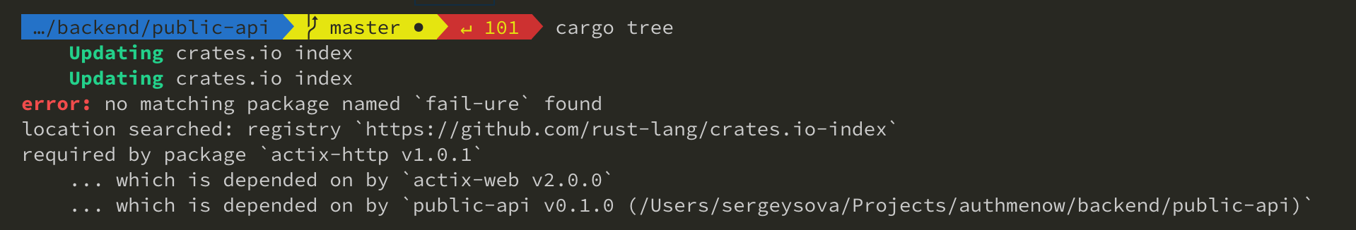 Fails to build with bazel and cargo-raze. Error: use of undeclared type or module `fail_ure ...