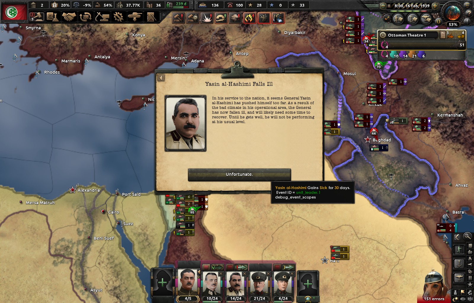 OTT - event ottlib.21, "Coup in Baghdad", doesn't actually remove Yasin al-Hashimi as a Ottoman ...