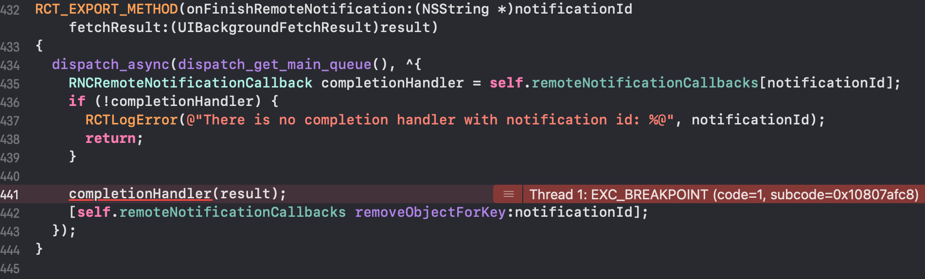 the finish method are breaking the app on iOS · Issue #1753 · zo0r/react-native-push ...
