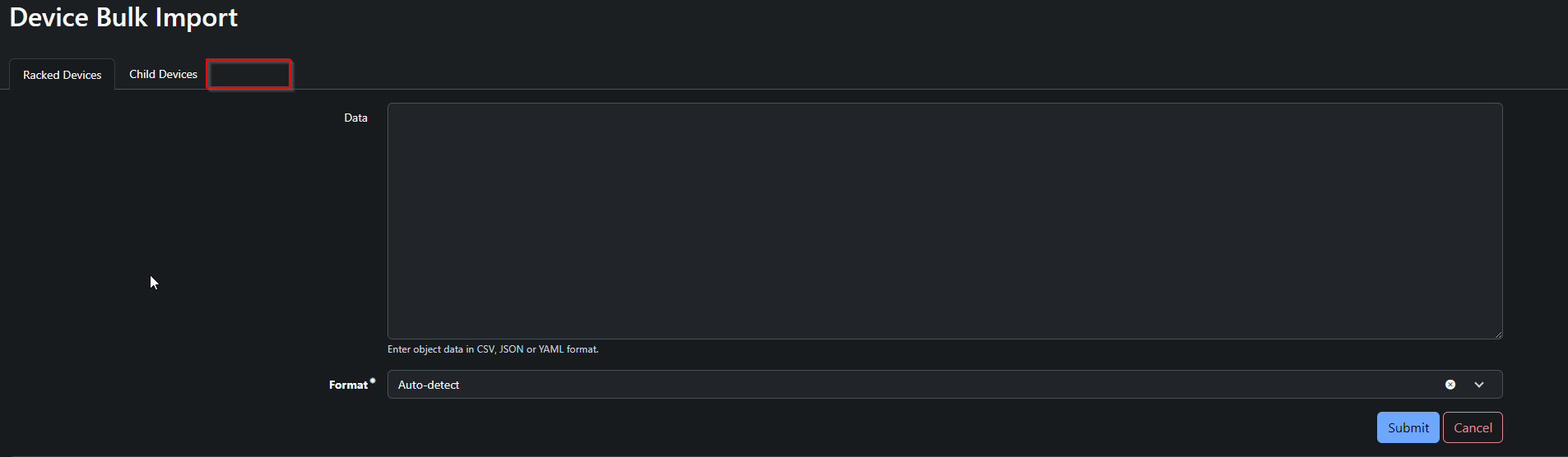 Upload File Tab Not Avilable In Device Import To Upload Csv File · Issue 11528 · Netbox