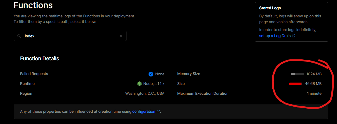 suddenly my server function is 138 MB, without any changes · vercel community · Discussion #1052 ...