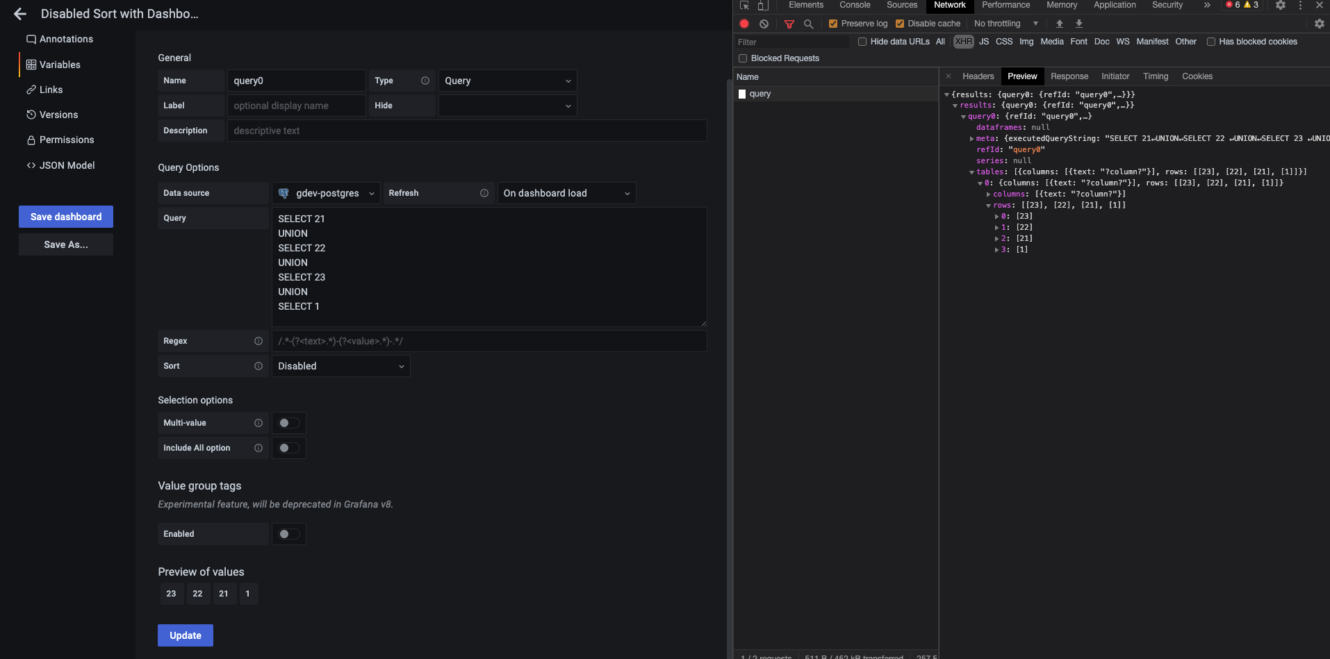 Disabled Sort with Dashboard Variables Still Sorting Returned Values · Issue #33224 · grafana ...