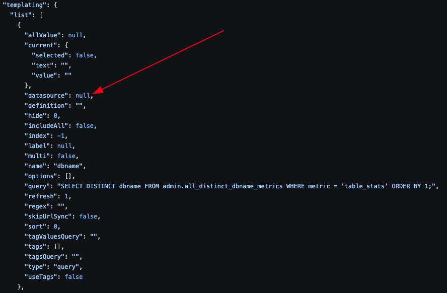 Dashboard Import Failing With Templating Myvar Error Updating Options Cannot Read Property 