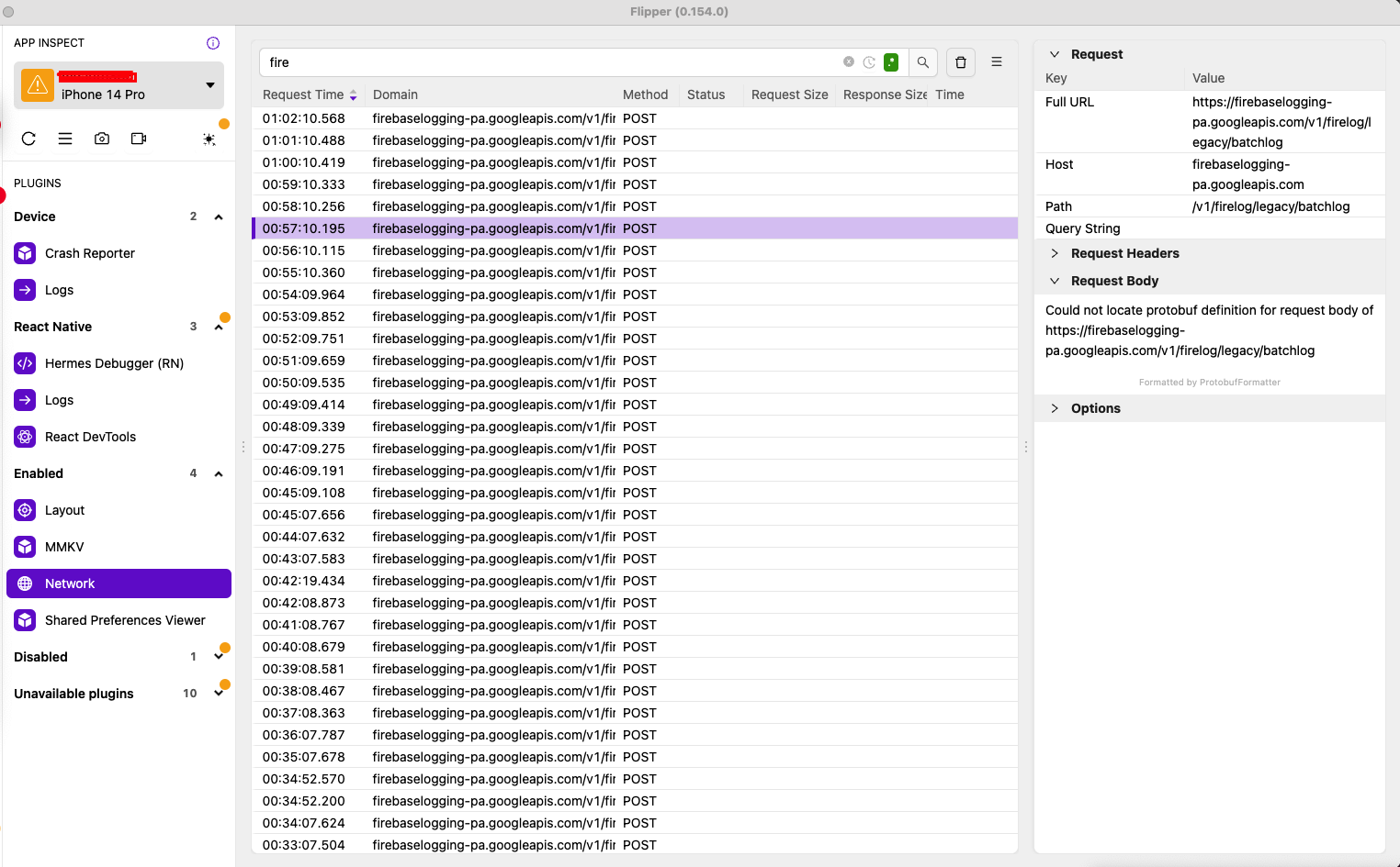 Could Not Locate Protobuf Definition For Response Body Of Firebaselogging · Invertase React 3151