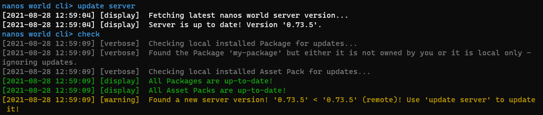 Server CLI ``check`` command always reports outdated · Issue #406 · nanos-world/issues · GitHub