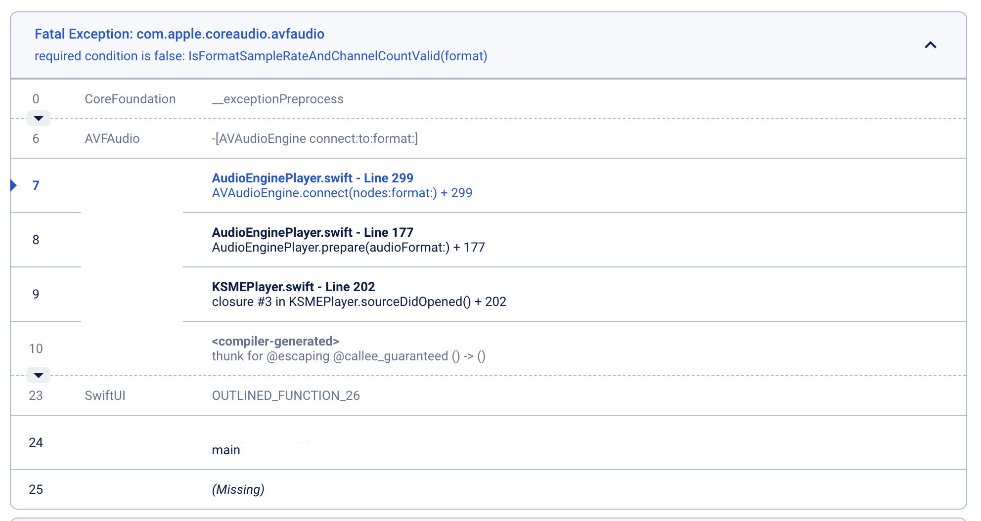 Crash in AudioEnginePlayer · Issue #624 · kingslay/KSPlayer · GitHub